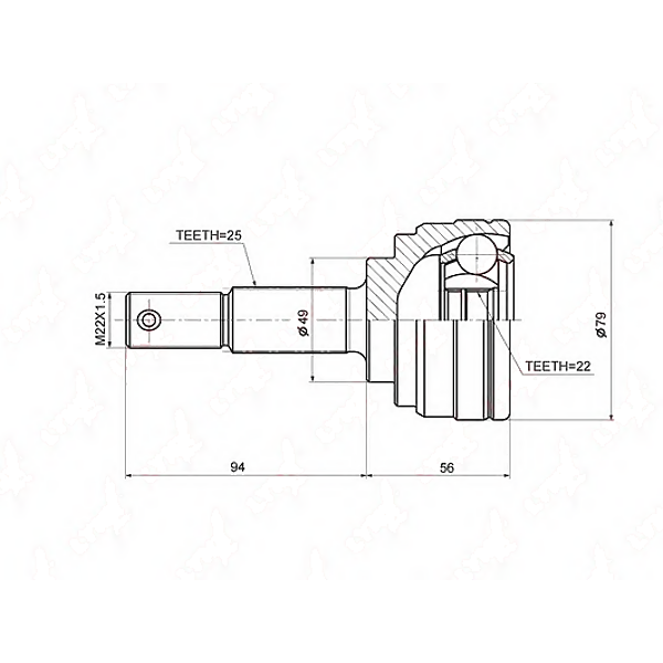 LYNXauto CO-3678 (0210C11X / 1501953SX / 159674) шрус наружный