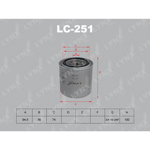 LYNXAUTO LC-251 (0986452024 / 1001103E / 1001112) фильтр масляный\ Nissan (Ниссан) Primera (Примера) / Sunny (Санни) /