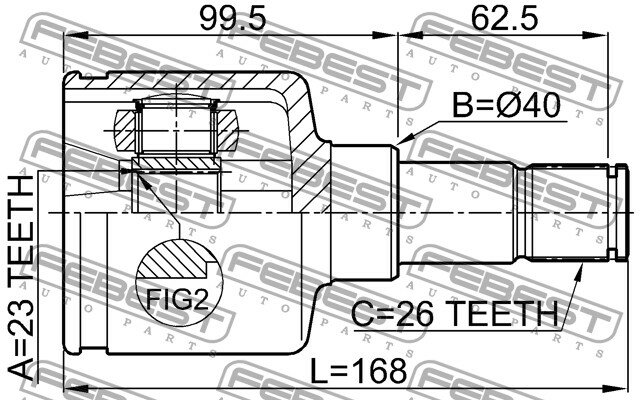 ШРУС внутренний левый 23х40х26, 2111CB420LH FEBEST 2111-CB420LH
