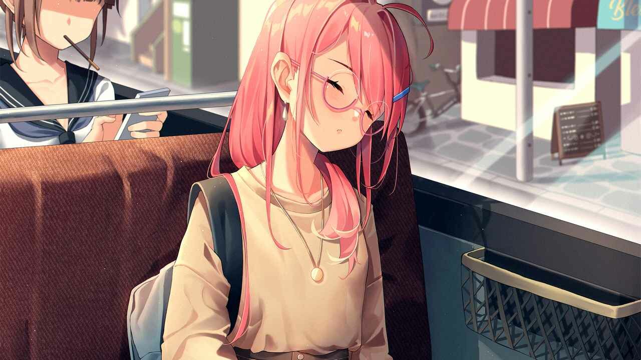 Картина на холсте 110x60 LinxOne "Девушка очки автобус" интерьерная для дома / на стену / на кухню / с подрамником