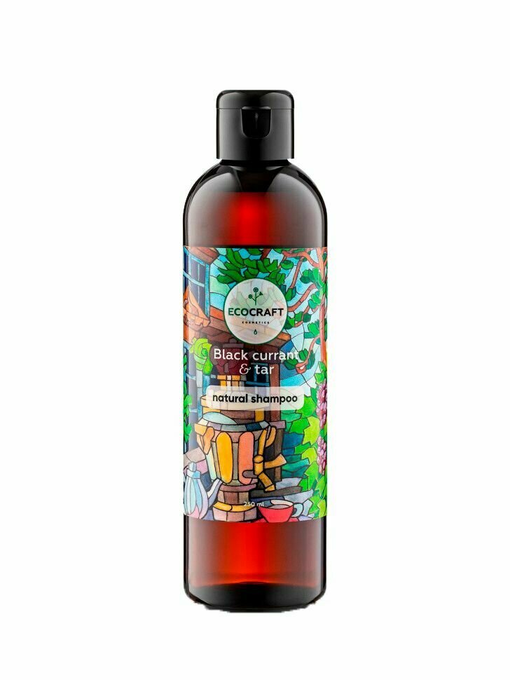 EcoCraft Шампунь для жирных волос нормализующий "Black currant and tar" Черная смородина и смола