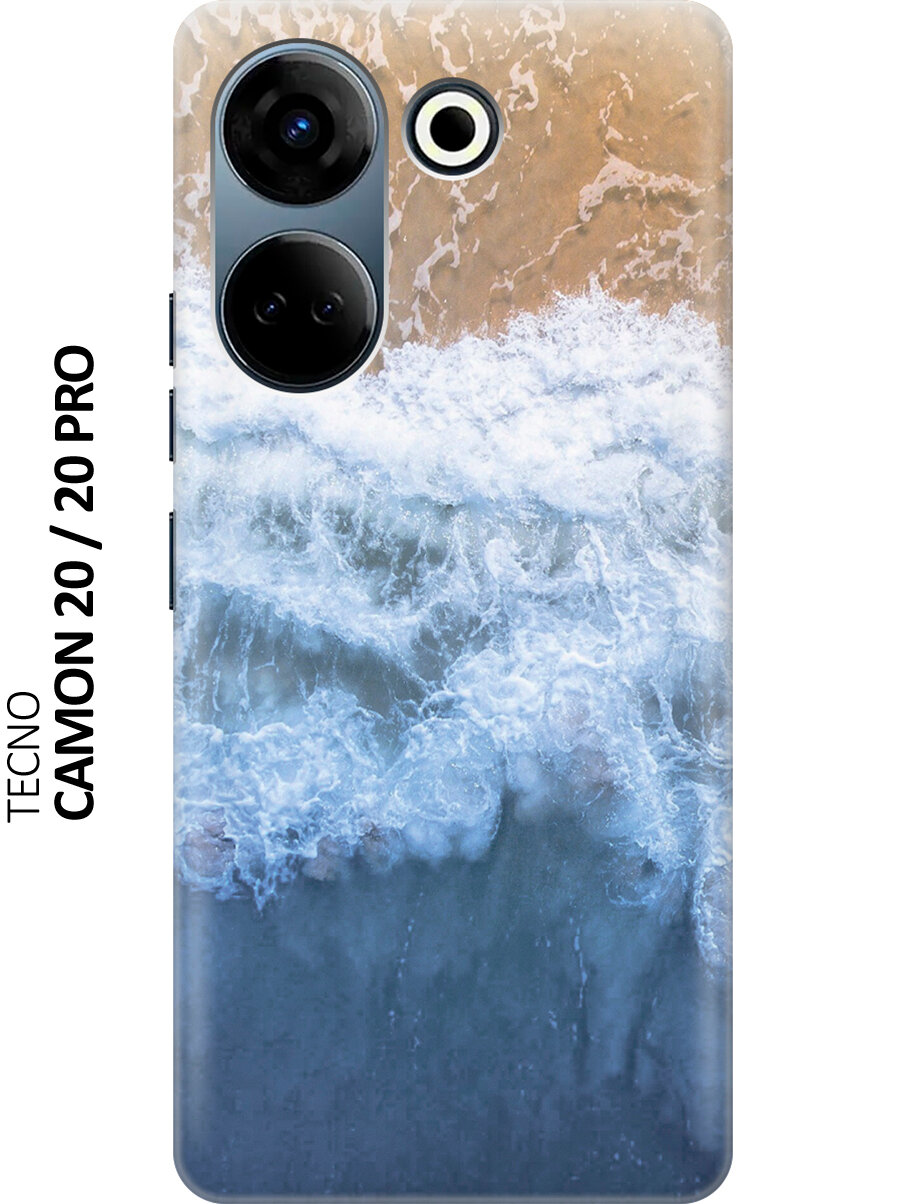 Силиконовый чехол на Tecno Camon 20, 20 Pro, Техно Камон 20, 20 Про с принтом "Океанская волны"