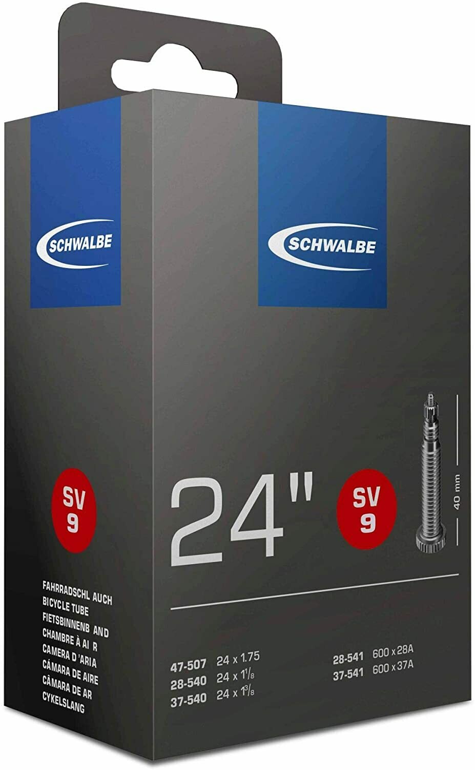 Камера для велосипеда 24x1 1/8-1.75 40мм ниппель SV9 вело SCHWALBE