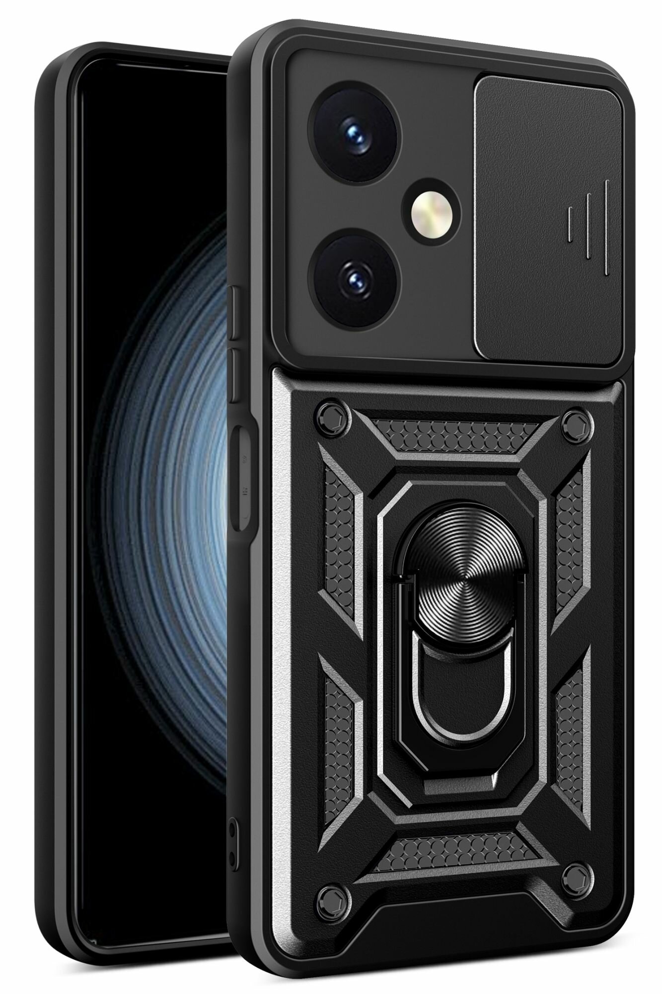 Чехол противоударный для Vivo Y27 4G / Виво У27 4G с защитой камеры armors (Черный)