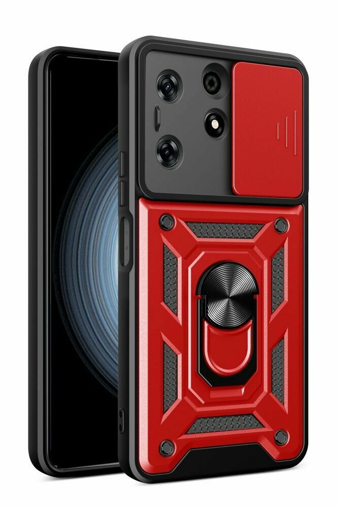 Чехол противоударный для Tecno Spark 10 Pro / Техно Спарк 10 Про с защитой камеры armors (Красный)