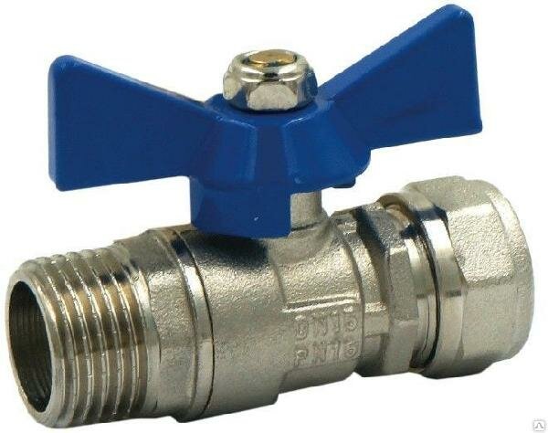 Кран шаровой TIM 1/2 ш х 16 цанга бабочка BV206-02MN