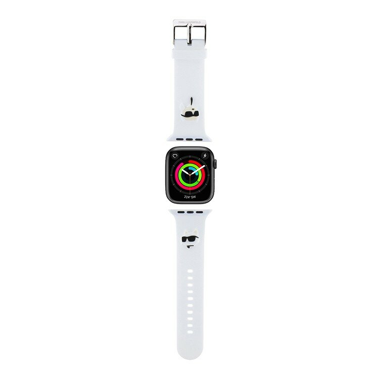 Karl Lagerfeld ремешок для Apple Watch 42/41/40 мм, 3D Rubber NFT Karl & Choupette heads белый