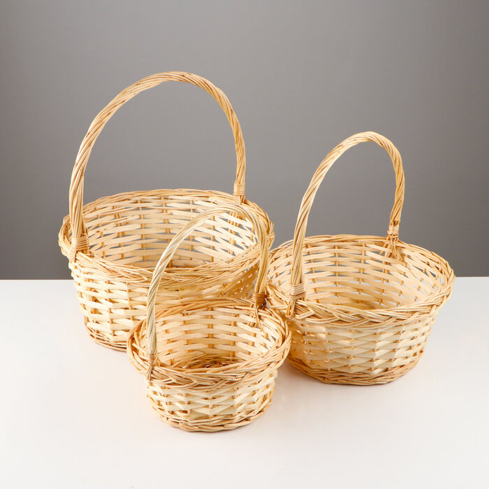 Набор корзин, 3 шт, 33×15×35 см, 28×13×27 см, 24×12×22 см, ива 4114158