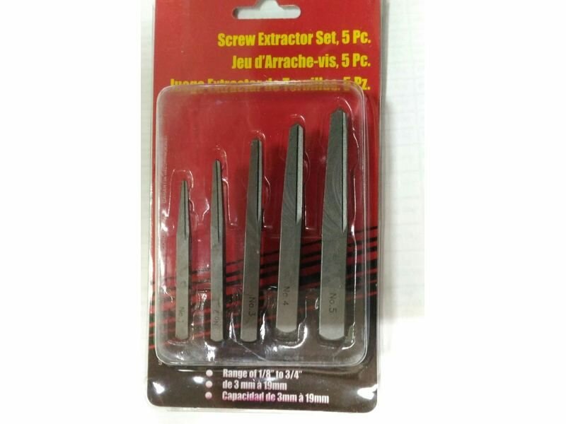 Набор экстракторов, прямоугольные от 3 до 19 мм (5 шт), для выкручивания сломанных/сорванных болтов и шпилек