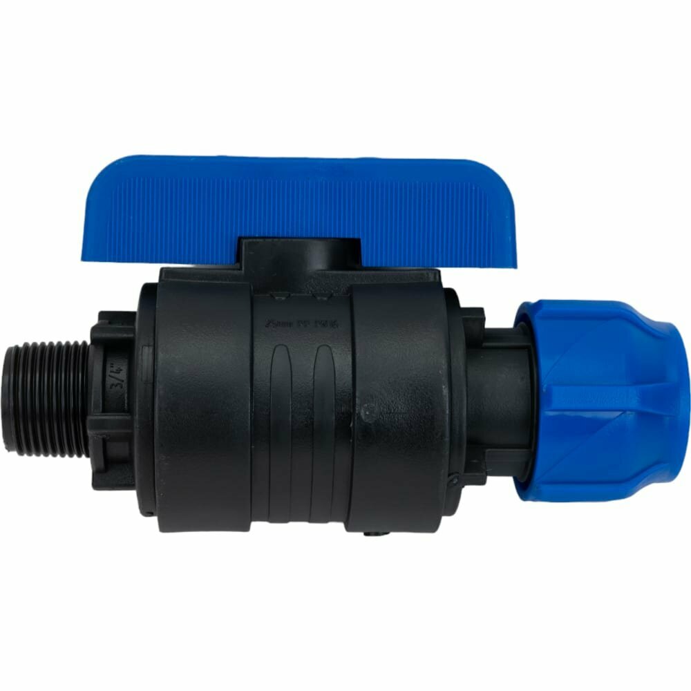 Шаровой кран VALFEX ПНД компрессионный цанга - наружная резьба, разборный 25x3/4", перекрытия потока