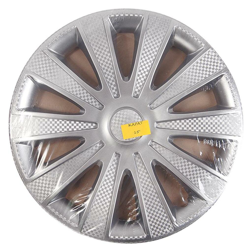 Колпак колеса R-15 серый карбон карат комплект 4шт.