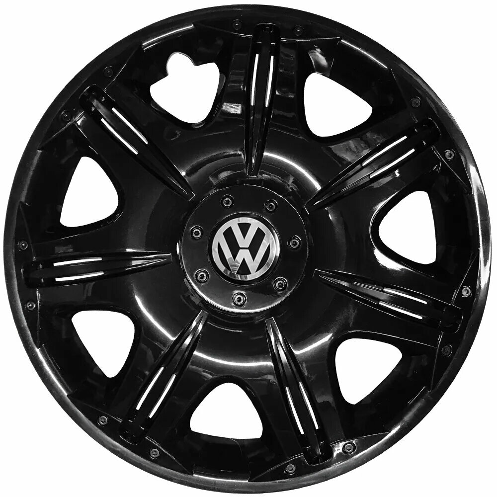 Автомобильные колпаки на диски фолькс опус черная R15", в комплекте 4 колпака