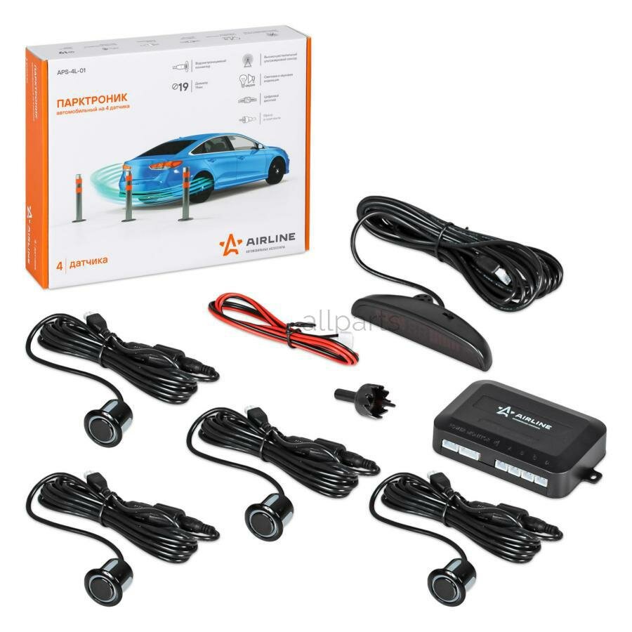 AIRLINE APS-4L-01 Парктроник на 4 датчика (черные), LED дисплей AIRLINE APS-4L-01