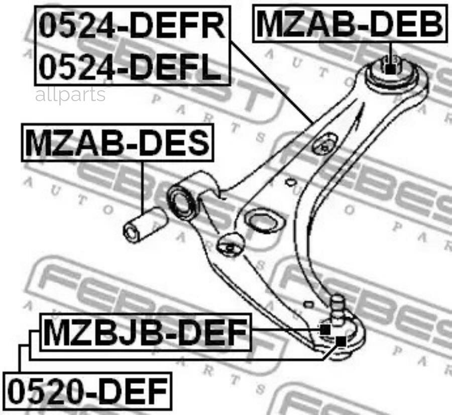 FEBEST MZBJB-DEF пыльник опоры шаровой 28.7X25X17.4 MAZDA 2 DE 2007-2014 [EU]