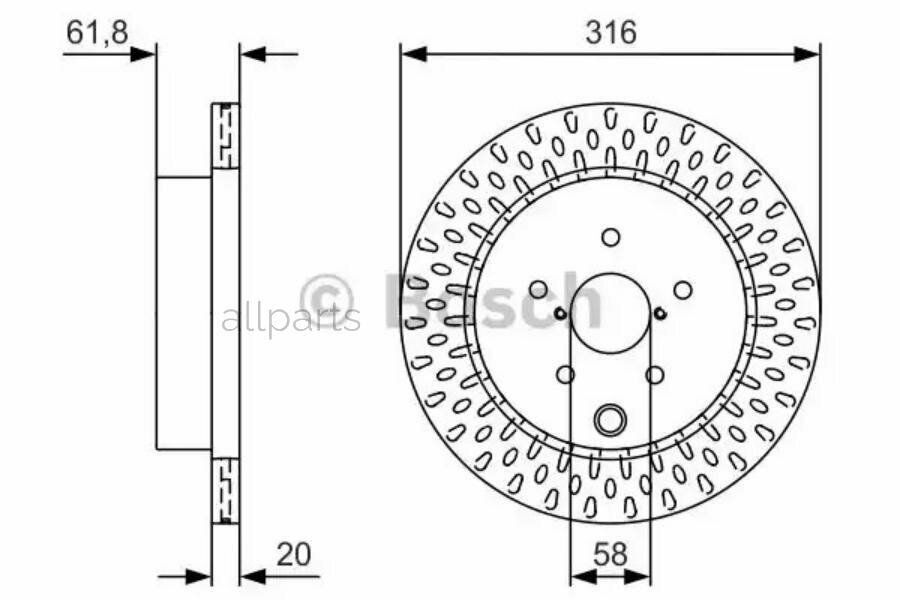 BOSCH 0986479V05 0 986 479 V05 диск тормозной задний!\ Subaru Impreza 2.5 WRX 05-07