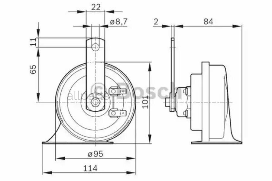 BOSCH 0986AH0502 Сигнал звуковой высокий тон [510 Hz]