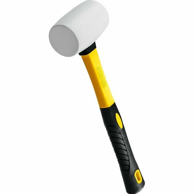 Киянка резиновая белая с фиберглассовой ручкой STAYER 230 г, Professional