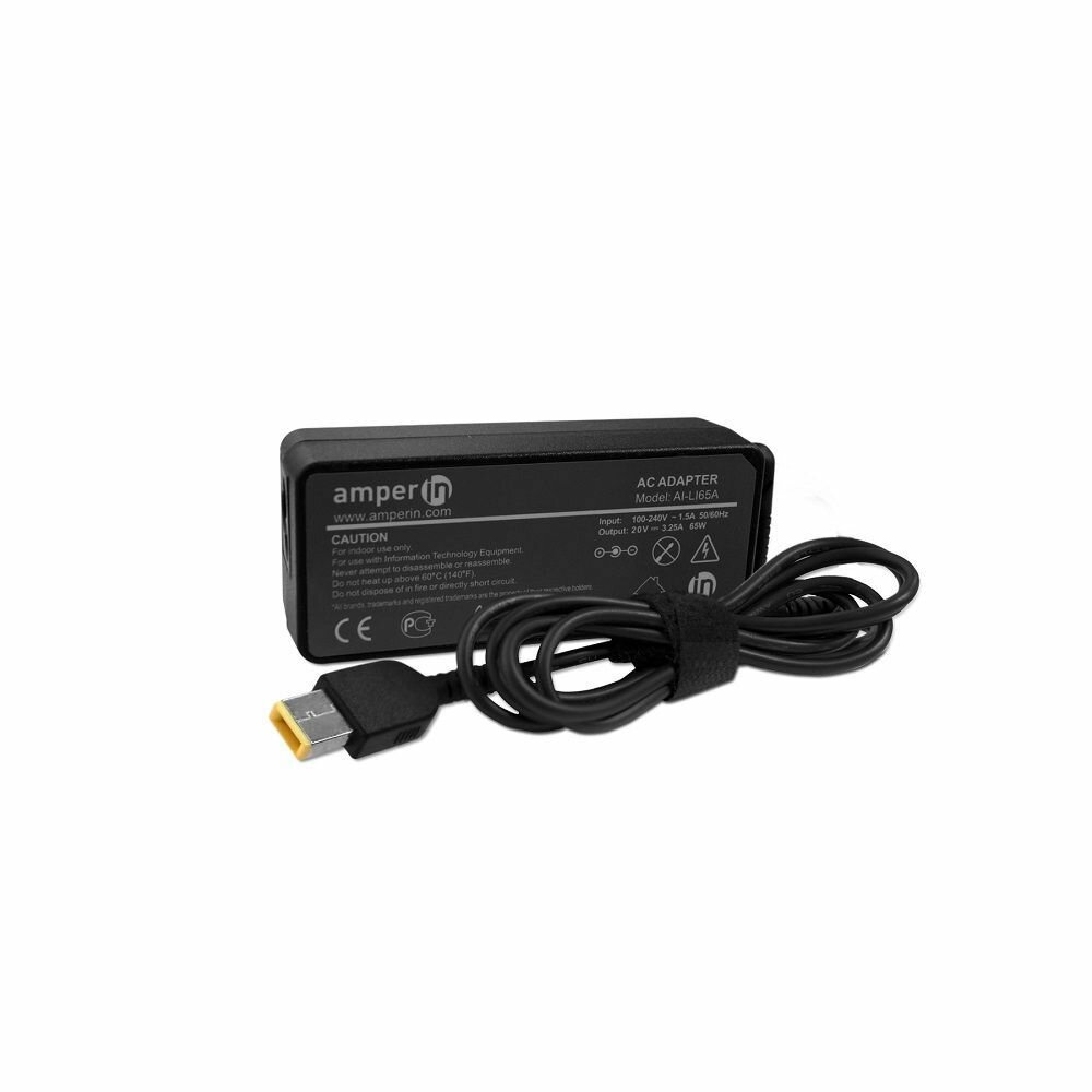 Блок питания (сетевой адаптер) Amperin AI-LI65A для ноутбуков Lenovo G400, G500, 20V, 3.25A, 65W, код 013025