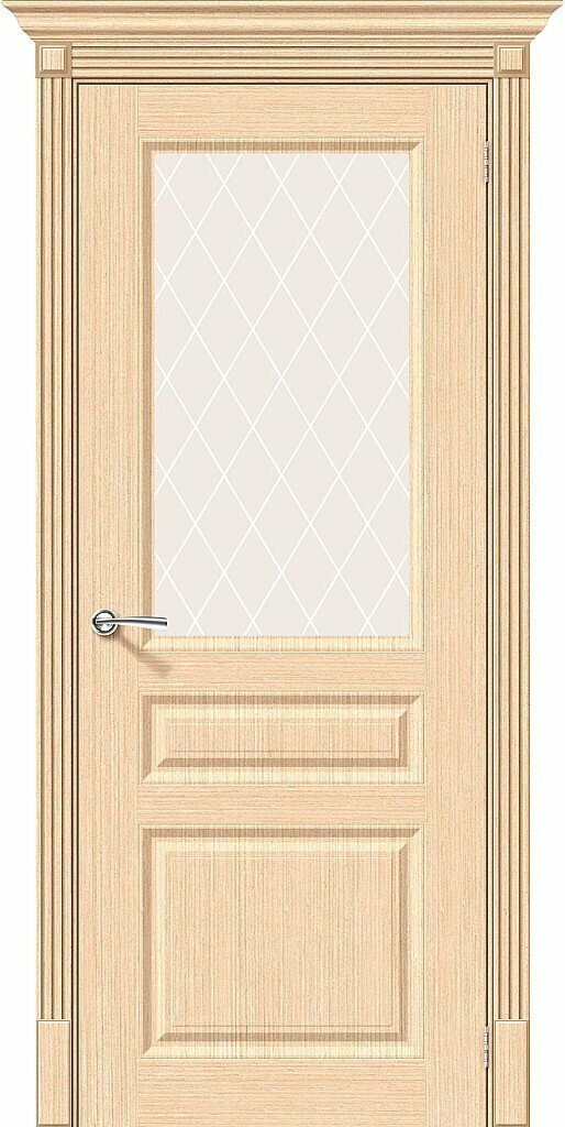 Дверь Статус-15 / Цвет Ф-22 (БелДуб) / Стекло White Сrystal / Двери Браво