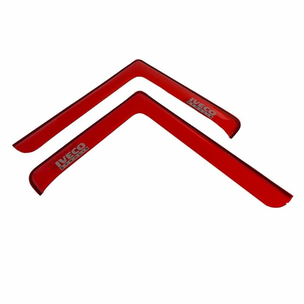 Дефлектор двери (ветровики) с лого на IVECO Stralis (полный угол), Красные