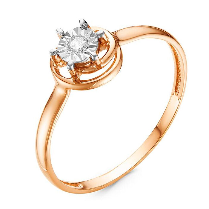 Кольцо тонкое, золото, 585 проба, бриллиант