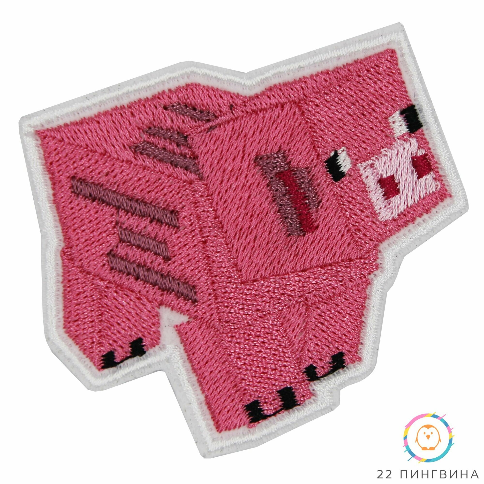 Нашивка, патч, шеврон "Minecraft Pig. Свинка" 67x62mm PTC455