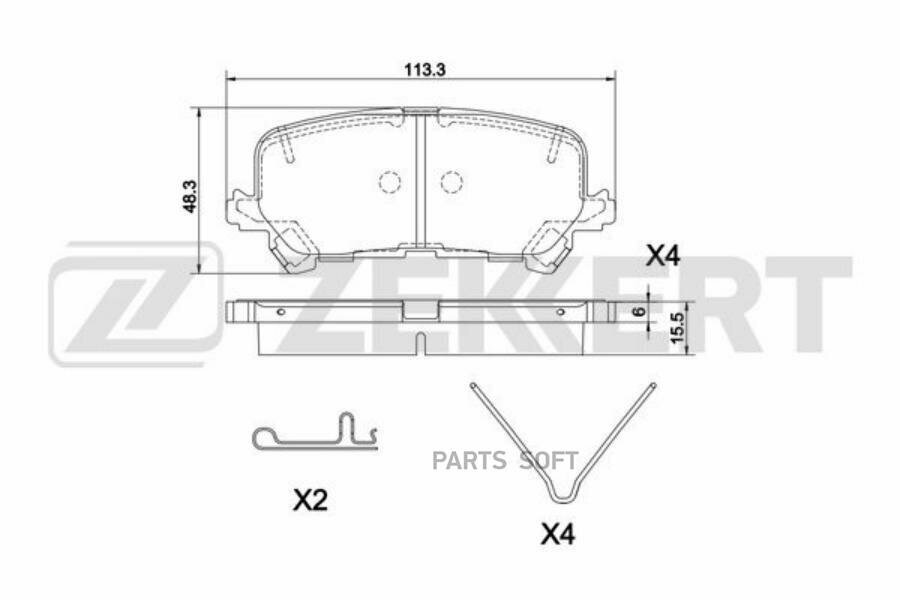 Колодки торм. диск. задн. Acura MDX 14- Honda Pilot III 17- Zekkert арт. bs-1296