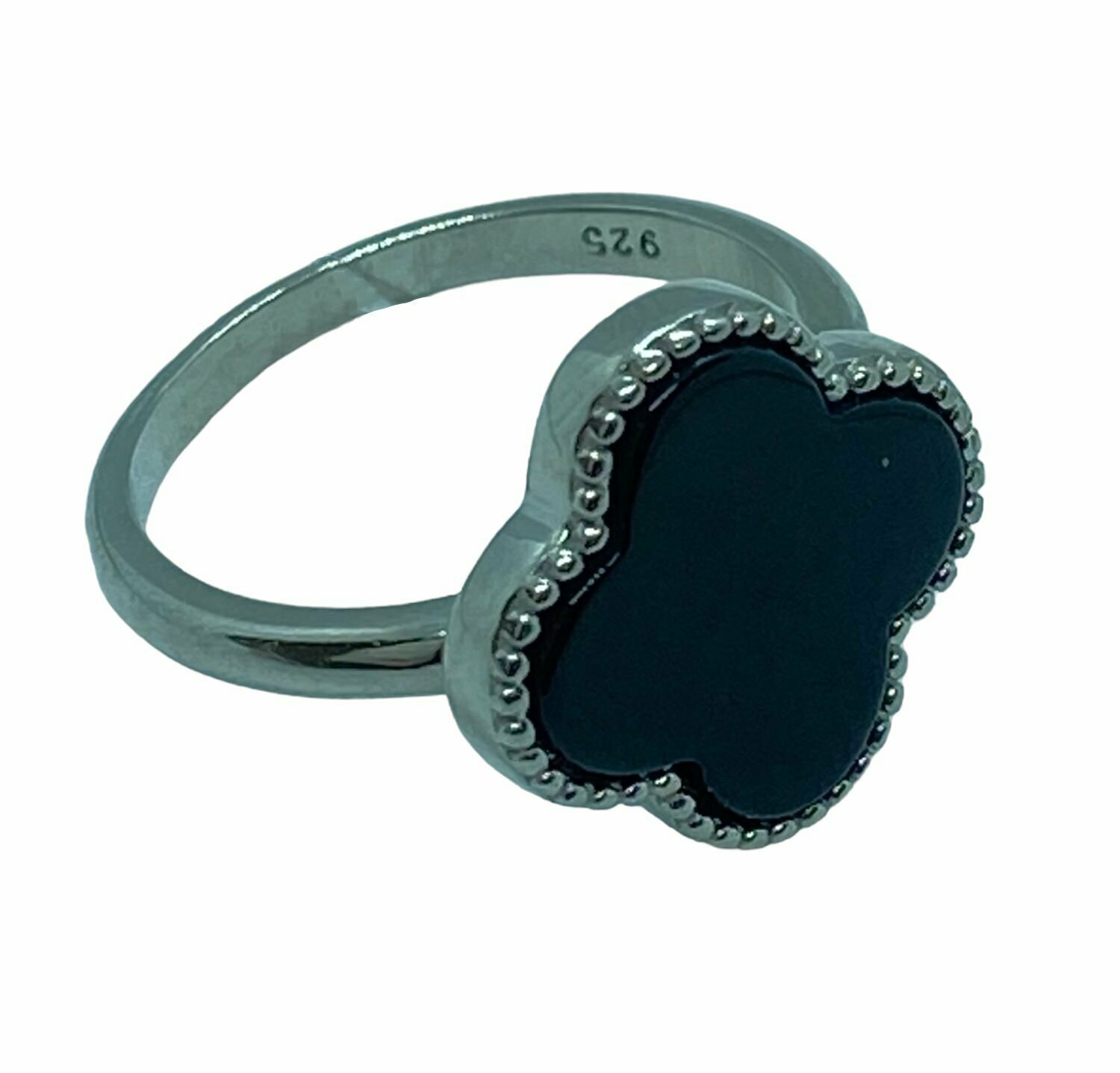 Кольцо на фалангу, серебро, 925 проба, родирование, оникс