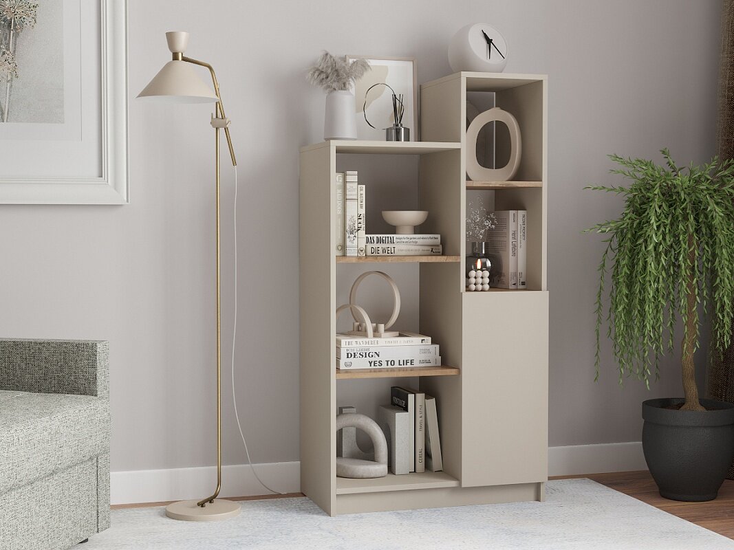 Стеллаж МебельЛэнд24 Оренсе - 6 Кашемир 68x37x130 бежевый однодверный