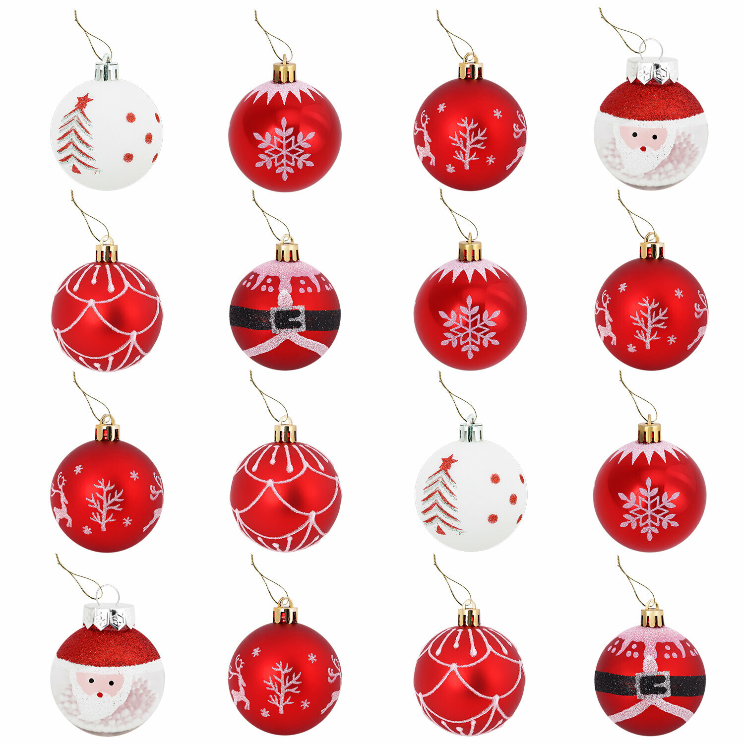 Шары ёлочные 16 шт, 6 см, "Русская Зима", пластик, цвет: красный/белый, золотая сказка, 591984