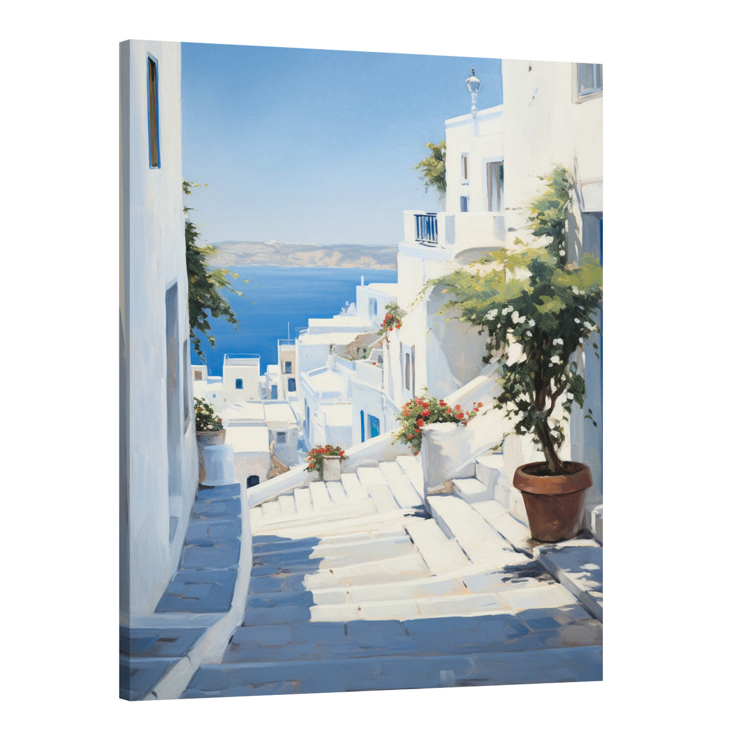 Интерьерная картина 50х70 "Греция: умиротворение в белом"