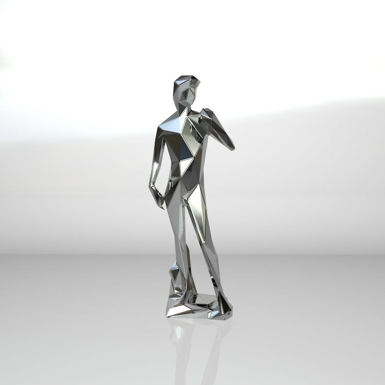 Полигональная фигура Статуя Давида, геометрический полигональный металлический декор интерьера