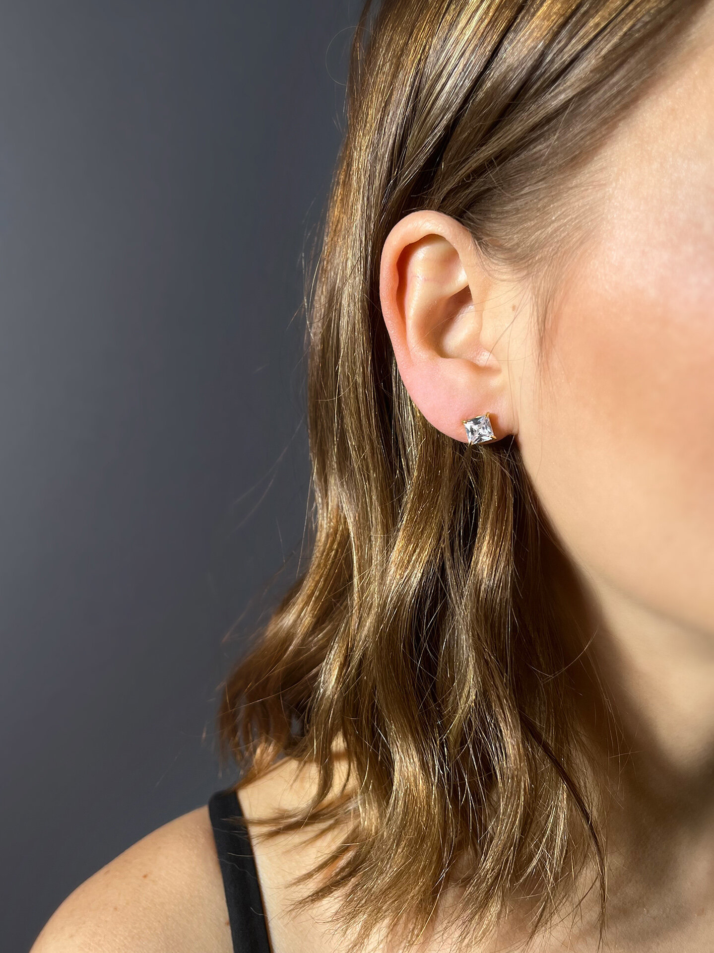 Серьги пусеты, фианит