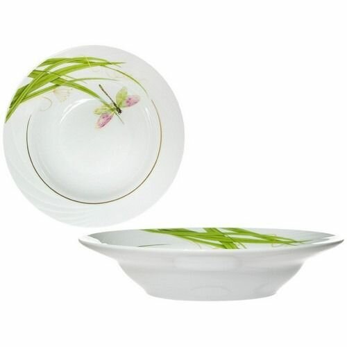 Тарелка фарфоровая глубокая 220 мм. "Стрекоза" ф. Голубка, Добрушский фарфоровый завод