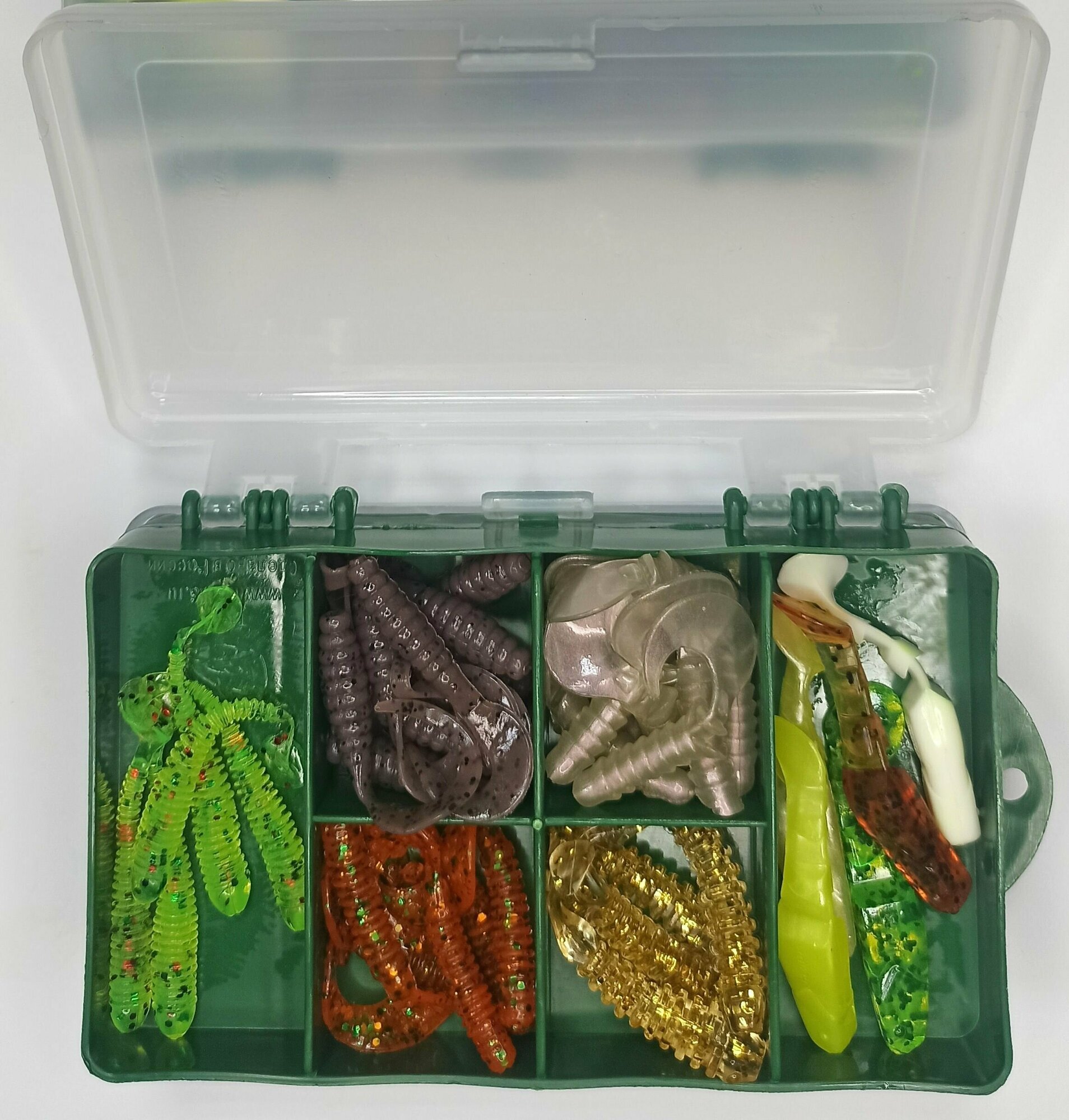 Набор разных силиконовых приманок в 50шт боксе / джиговый комплект на щуку+окуня и других хищников/ подарок рыбаку