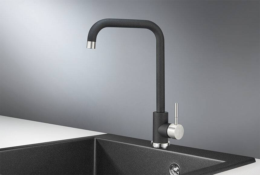 Смеситель для кухонной мойки GRANULA Standart ST-4033, чёрный