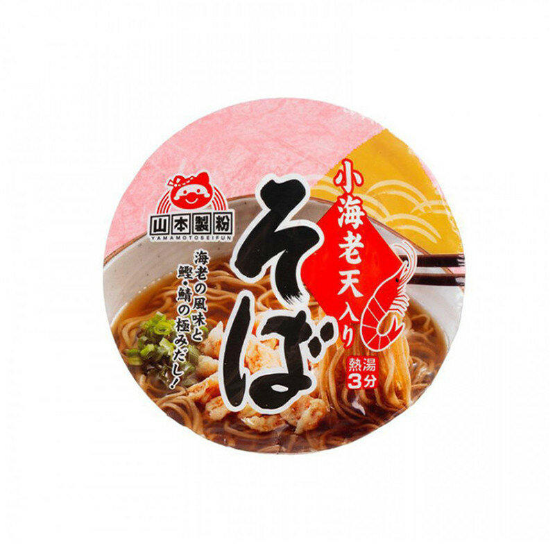 Лапша быстрого приготовления Yamamoto Seifun Соба с тэмпура из креветки 77 г, Япония