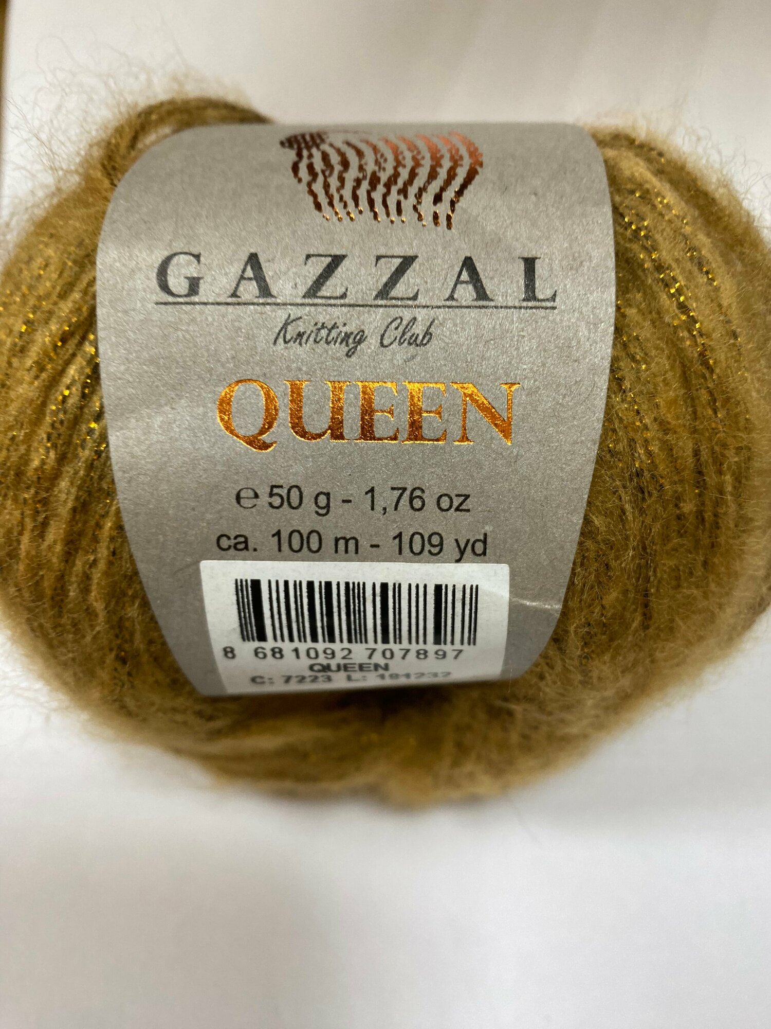 Пряжа Queen Gazzal( 7223) 100м,50гр,15%шерсть/35%полиэстер/15%металлик/35