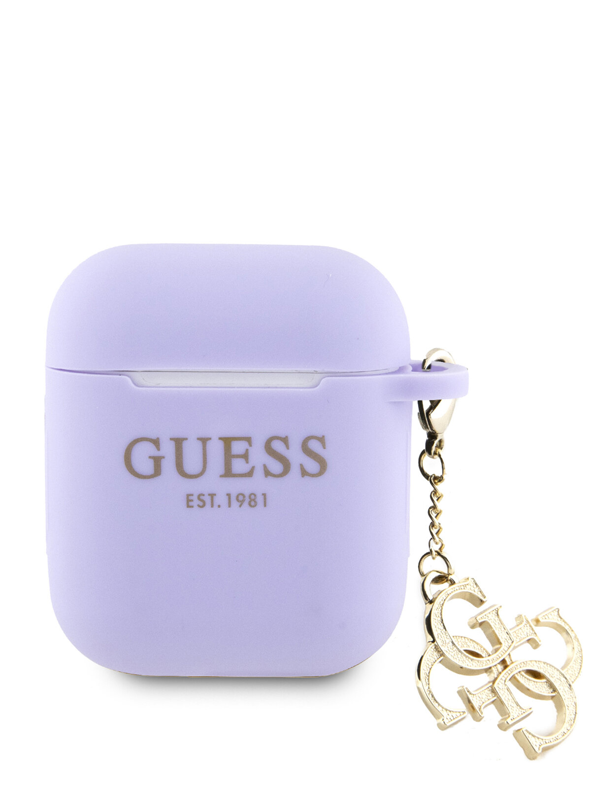 Guess для Airpods 1/2 чехол Liquid silicone with Big 4G charm Purple