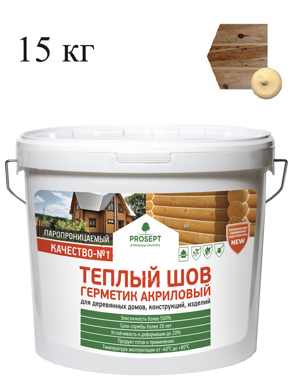 Герметик шовный акриловый Prosept сосна 15 кг для внутренних и наружных работ