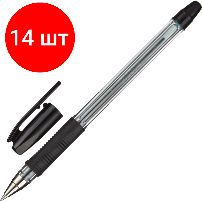 Комплект 14 штук, Ручка шариковая неавтомат. PILOT BPS-GP-EF рез. манж. черн0.18мм
