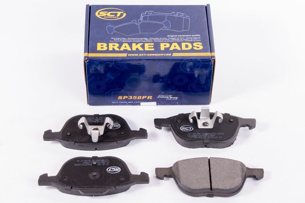 Колодки тормозные передние для Ford Focus (с 2004/2011/2014 г), Kuga I (с 2008/2013 г), EcoSport (с 2014 г), Mazda 3 (с 2003/2009 г) комплект 4 шт. арт SP358