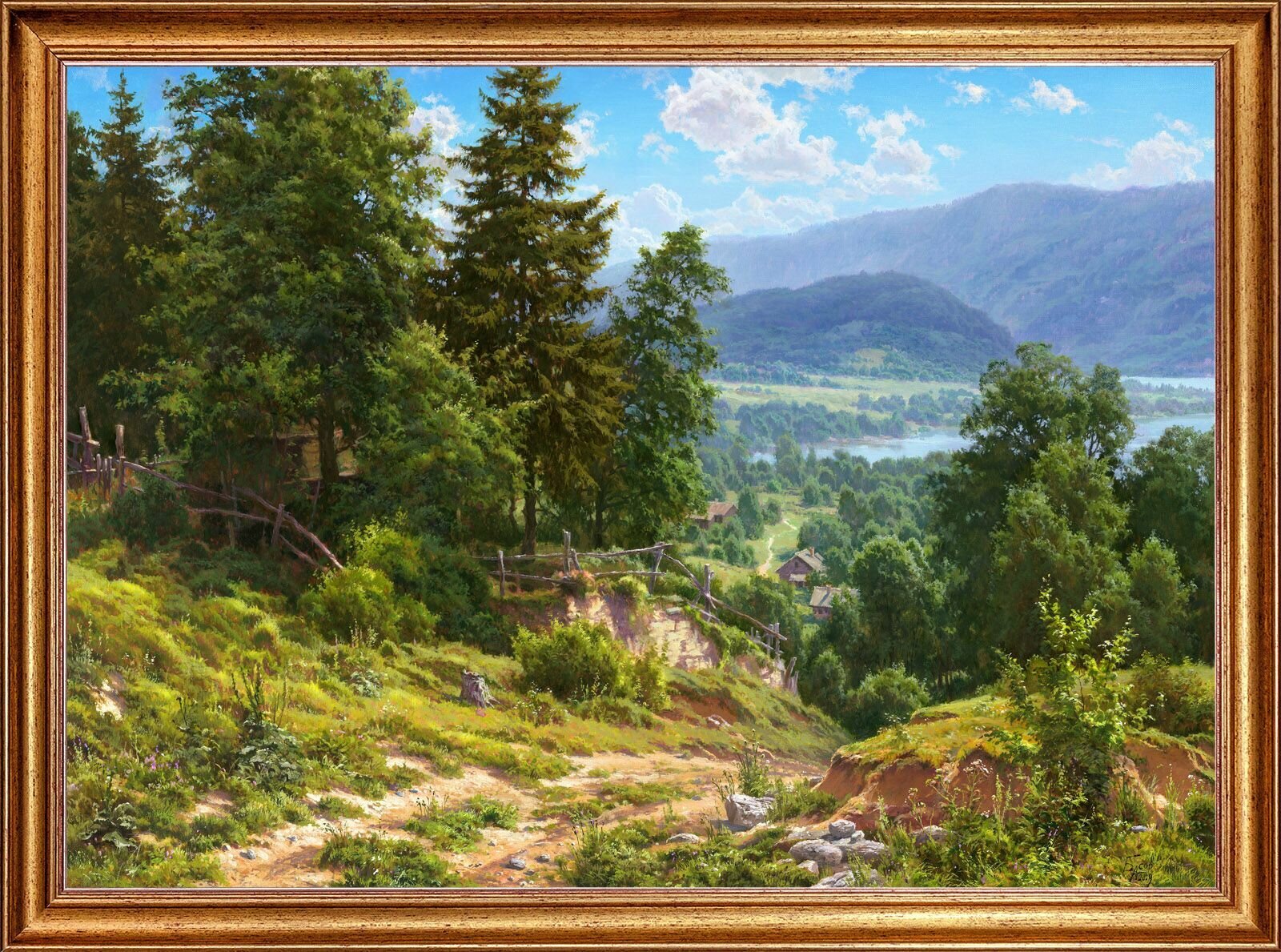 Картина "Предгорье", 60х40 см, художник - Басов Сергей, оформлена в багет, Арт. БС8-60х40