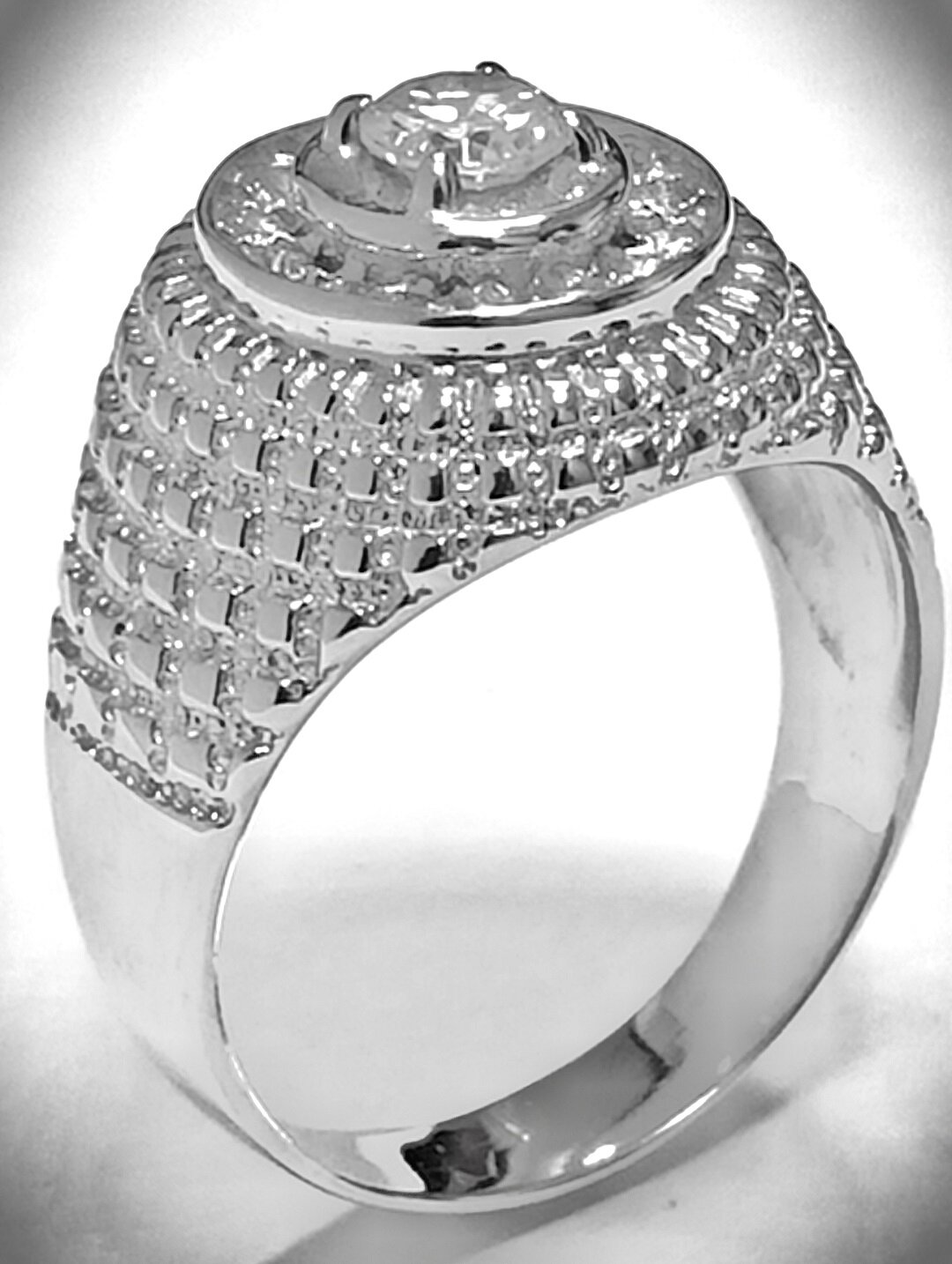 Перстень, серебро, 925 проба, родирование, фианит