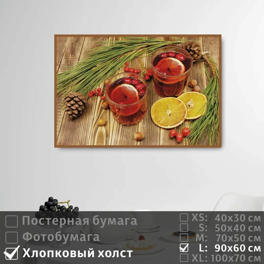 Постер на холсте Праздничный Уютный Чай 90х60 см ПолиЦентр