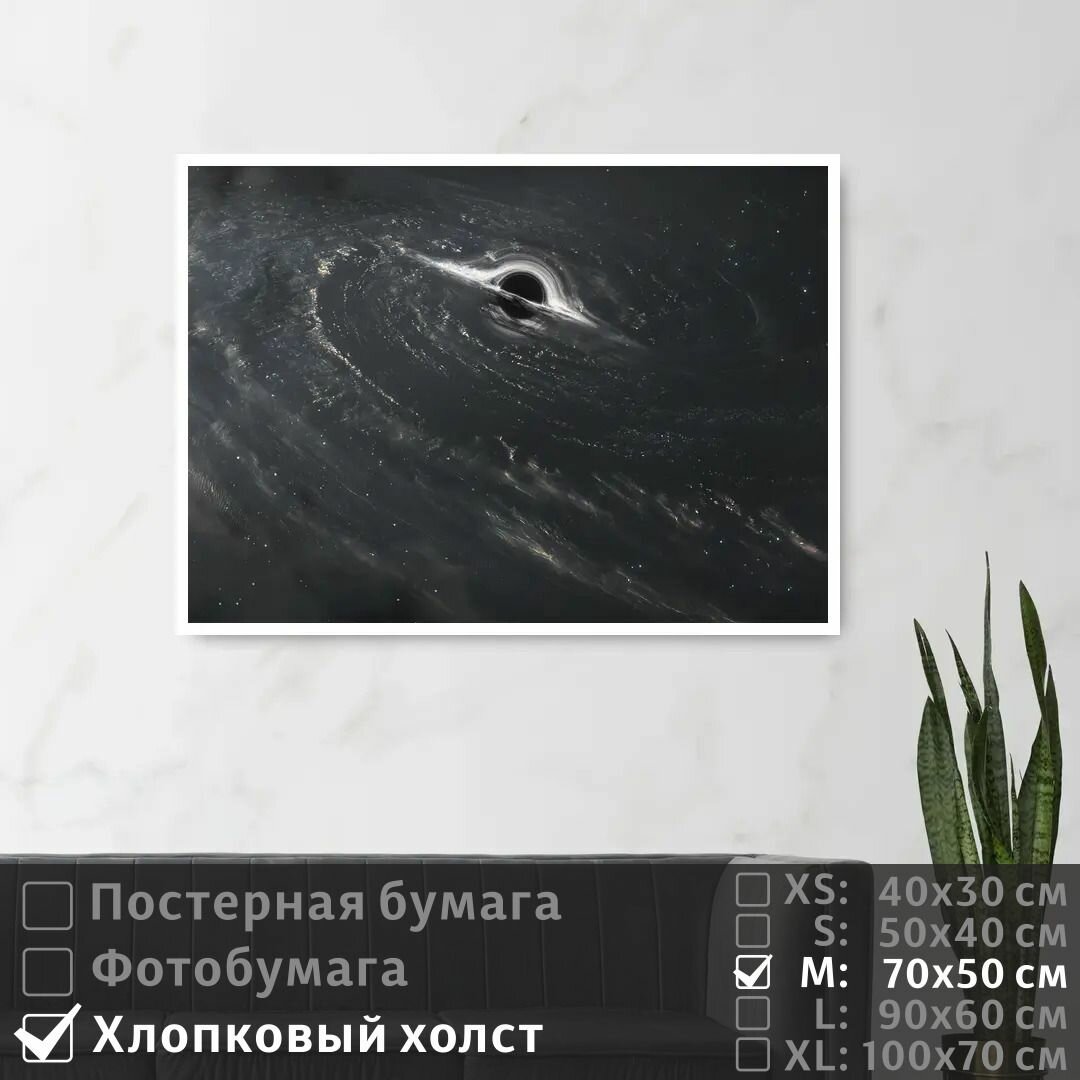 Постер на холсте Черная Дыра В Космическом Пространстве 70х50 см ПолиЦентр