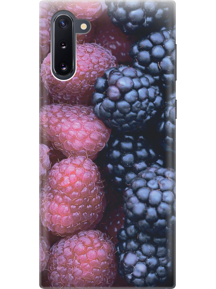Силиконовый чехол на Samsung Galaxy Note 10, Самсунг Ноут 10 с принтом "Малина и ежевика"