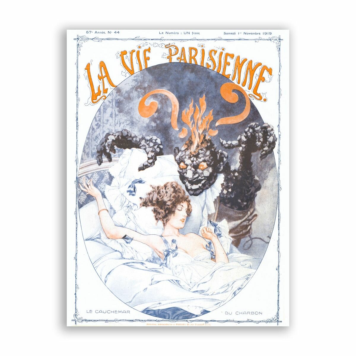 Постер на бумаге в стиле Пин-ап / La Vie Parisienne - Le Cauchemar du Charbon / Размер 40 x 53 см