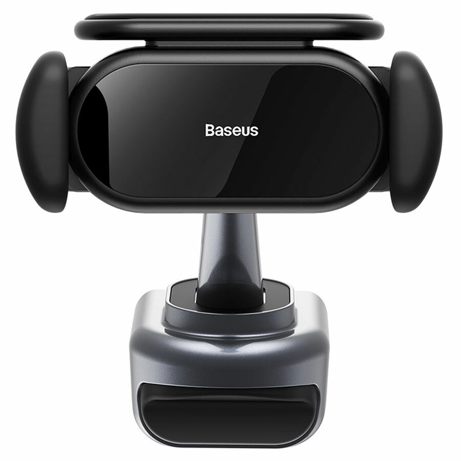 Автомобильный держатель BASEUS T-Space Solar Electric, зажимной, на приборную панель, черный