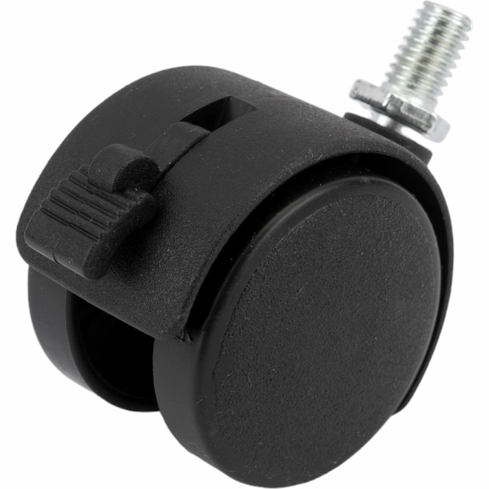 Мебельное колесо Tech-Krep поворотное, пластик, черный, резьба М8, D40, с тормозом - пакет 148470